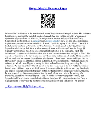 Gregor Mendel, Genetics Foundations | PDF