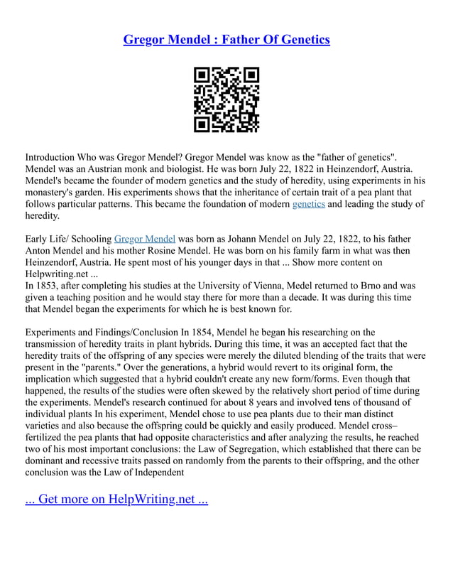 Gregor Mendel, Genetics Foundations | PDF