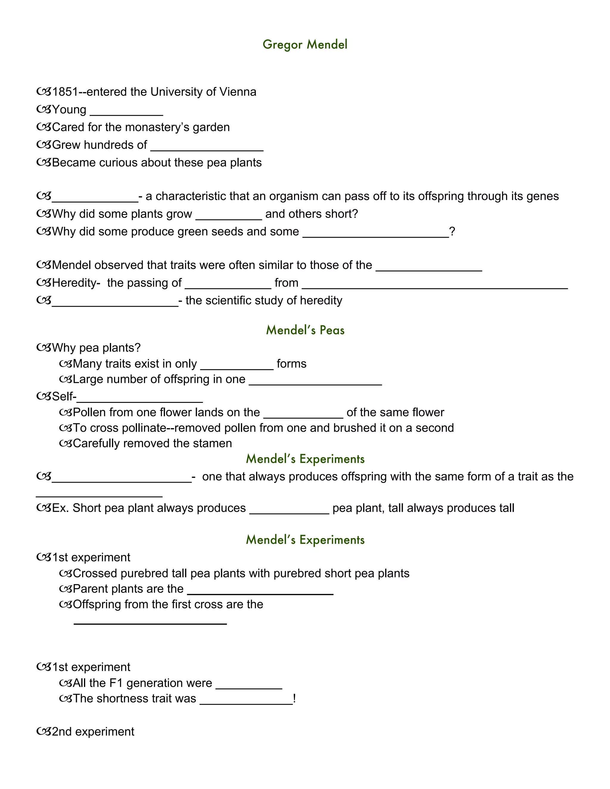 Gregor mendel notes student notes | PDF