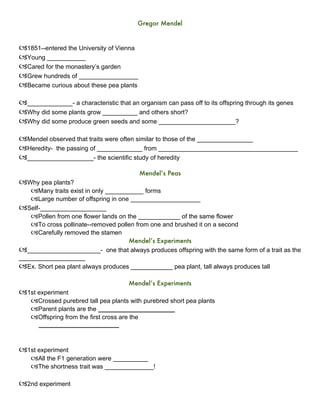 Gregor mendel notes student notes | PDF
