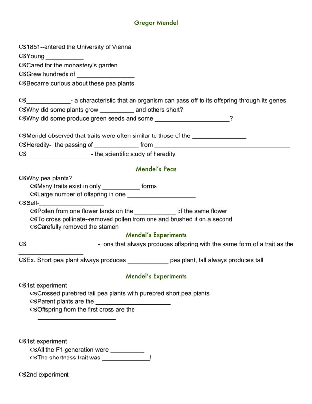 Gregor mendel notes student notes | PDF