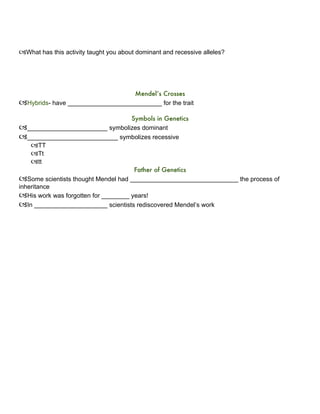Gregor mendel notes student notes | PDF