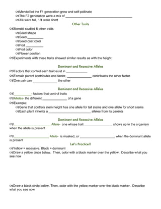 Gregor Mendel Worksheets