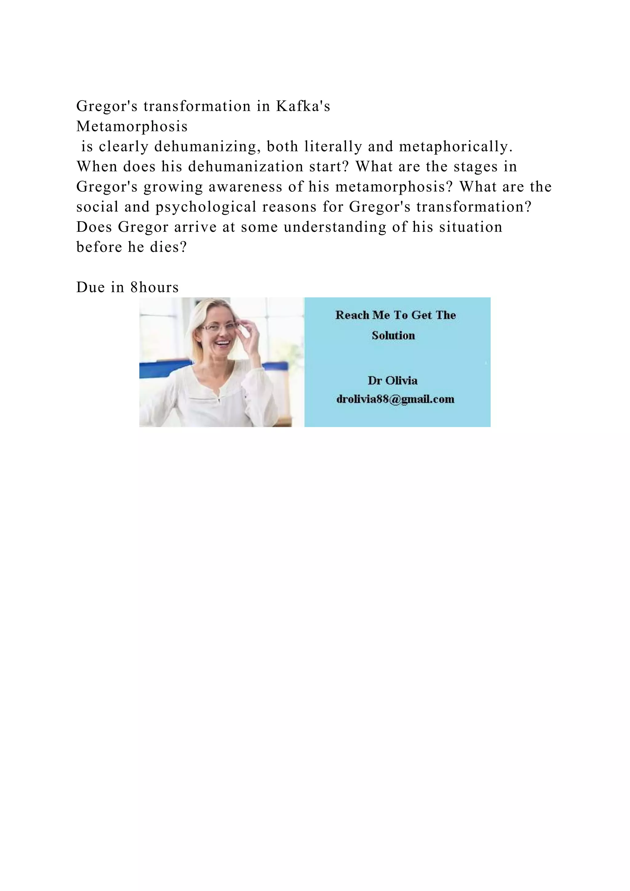 Gregors transformation in Kafkas Metamorphosis is clearly dehu.docx