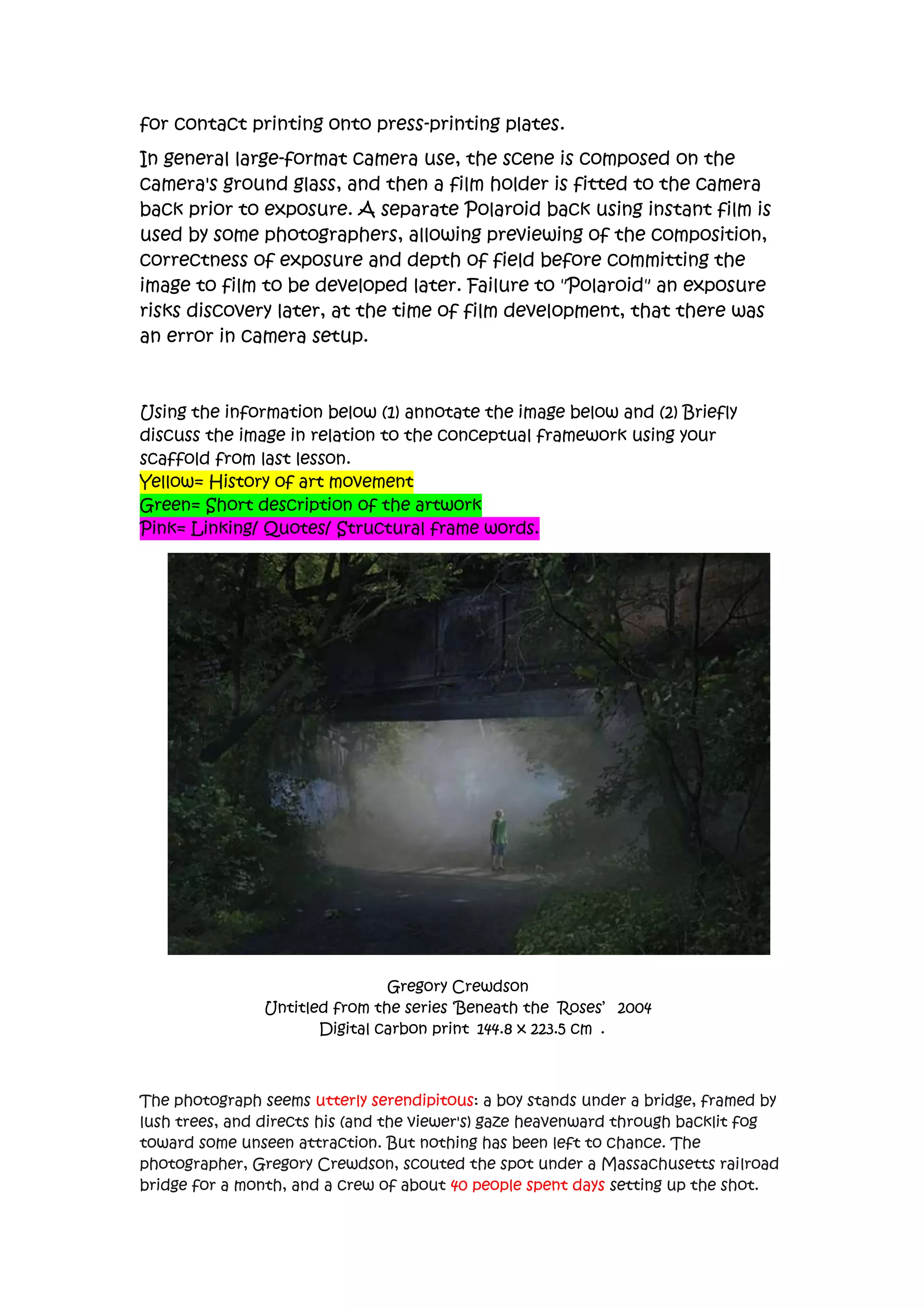 Gregory crewdson worksheet | DOCX