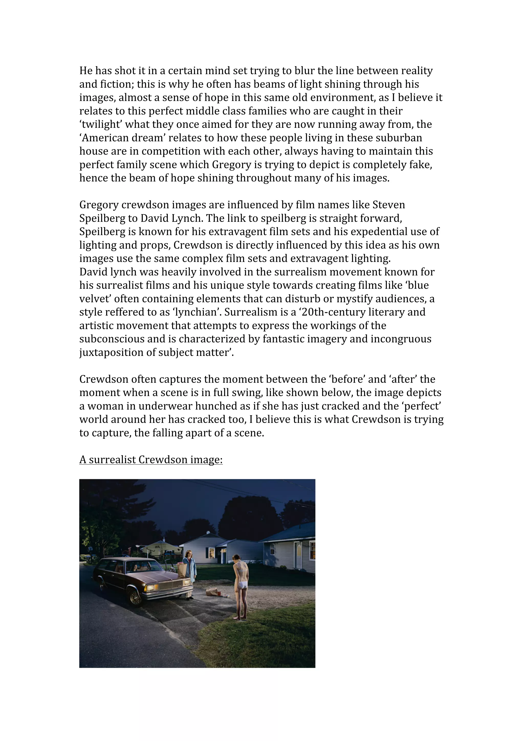 Gregory crewdson – ART3 - Section A | PDF