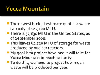Yucca Mountain Presentation | PPT