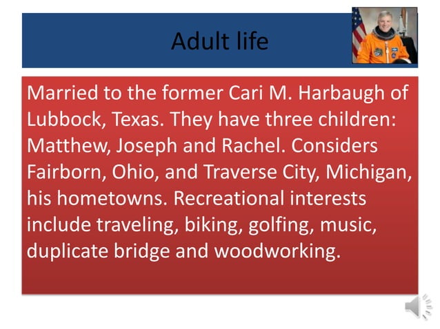 Gregory h johnson Fourth Grade Astronaut Biography | PPTX | Celebrity ...