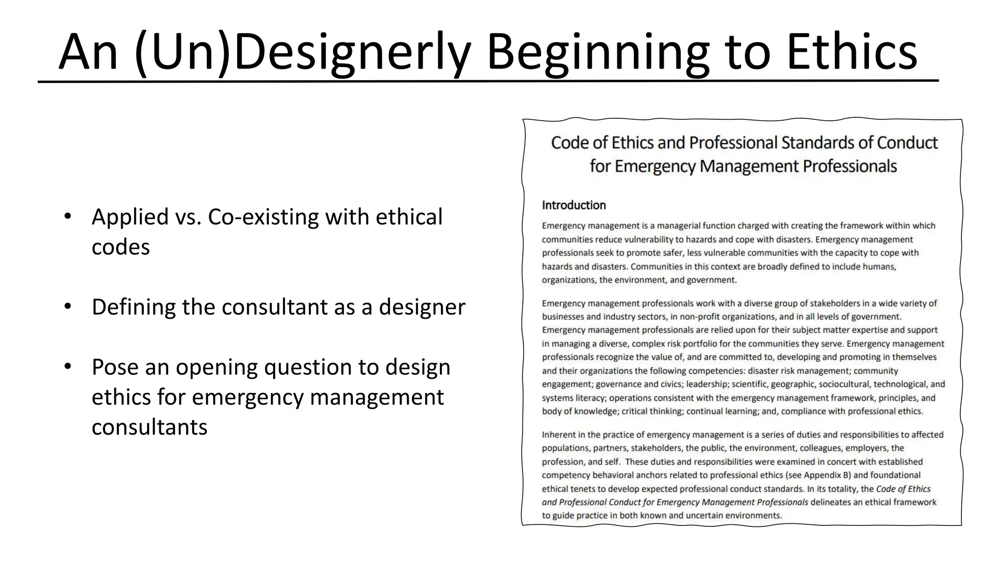 Gregory Vigneaux: Design Ethics for Emergency Management Consultants | PPTX