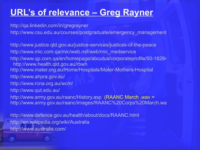 Greg Rayner Profile Info Dec11 | PPT