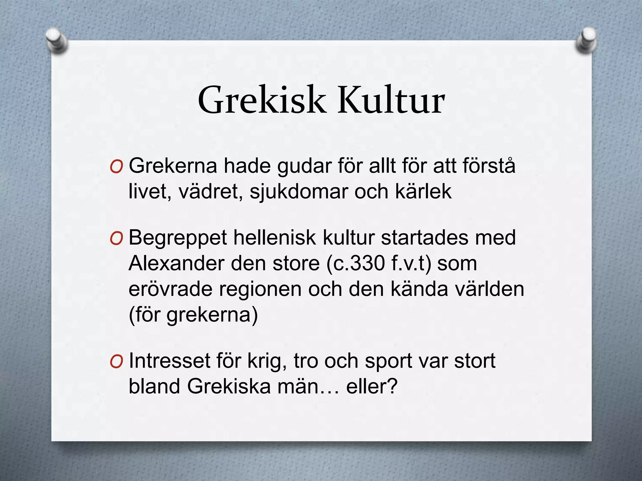 Grekisk Livsordning | PPT