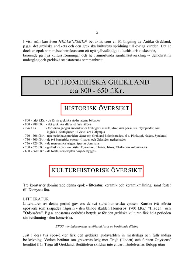 Antika Greklands kulturhistoria | PDF