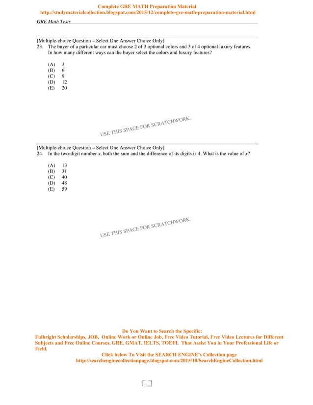 Gre math practice test 5 | PDF
