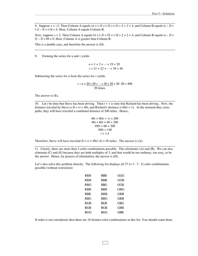 Gre math practice test 5 | PDF