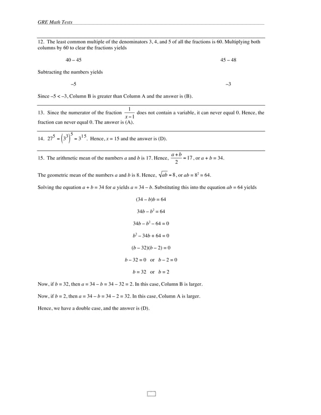 Gre math practice test 5 | PDF