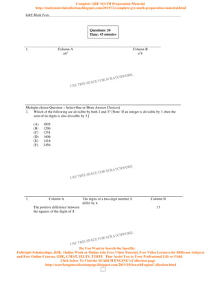 Gre math practice test 5 | PDF