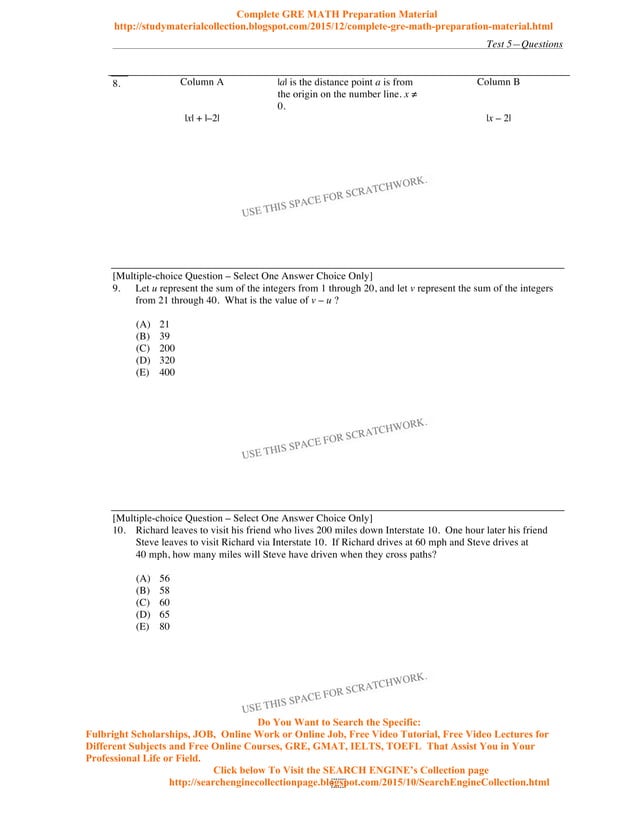 Gre math practice test 5 | PDF