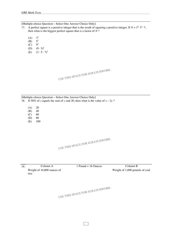 Gre math practice test 5 | PDF