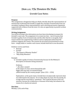 ISem 101 Grendel Case Notes Assignment | PDF