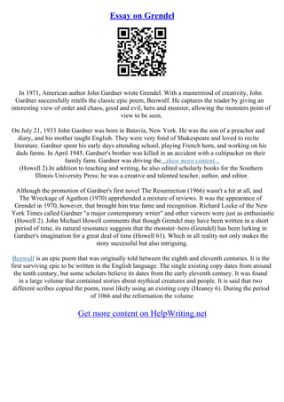 Grendel Essay | PDF