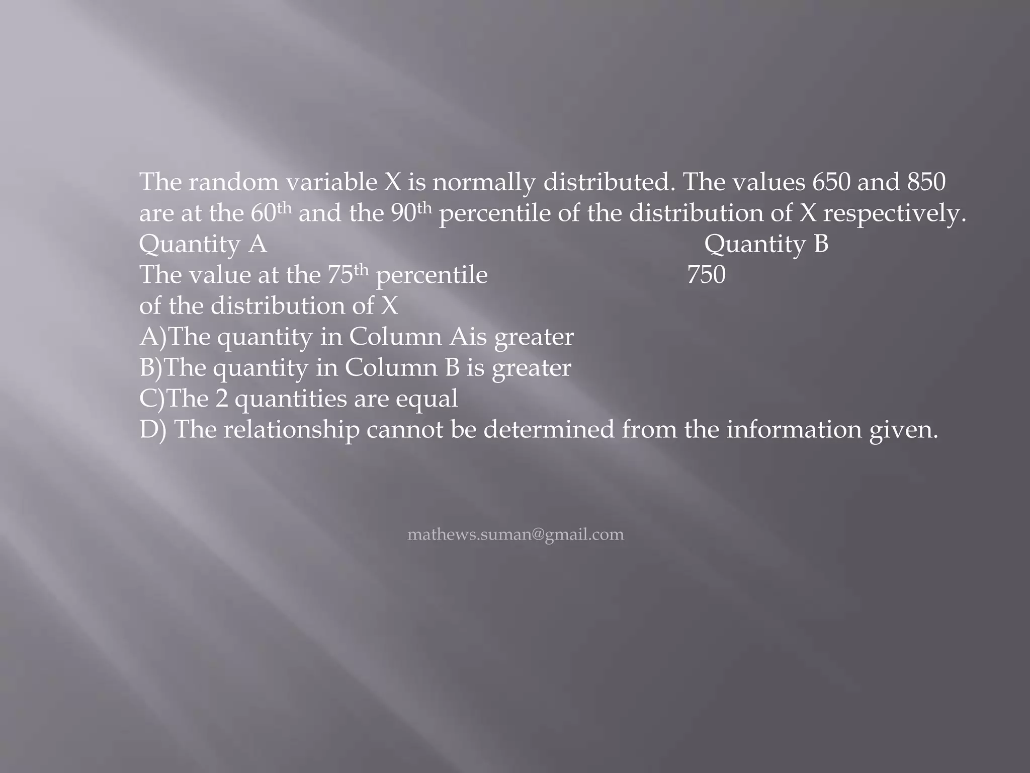 GRE NORMAL DISTRIBUTION PROBLEMS | PPT