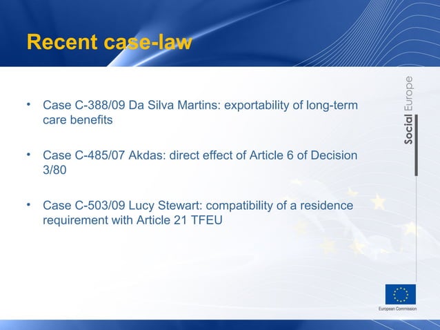 2011 - Recent developments in the field of EU social security ...