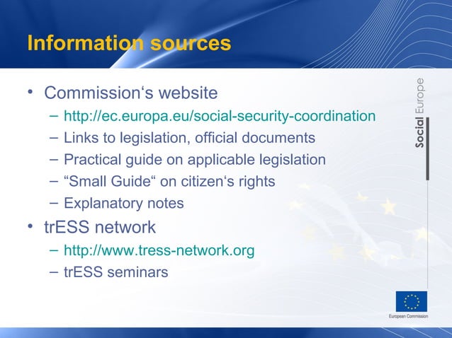 2011 - Recent developments in the field of EU social security ...