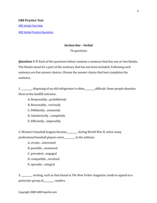 Gre practice test | PDF