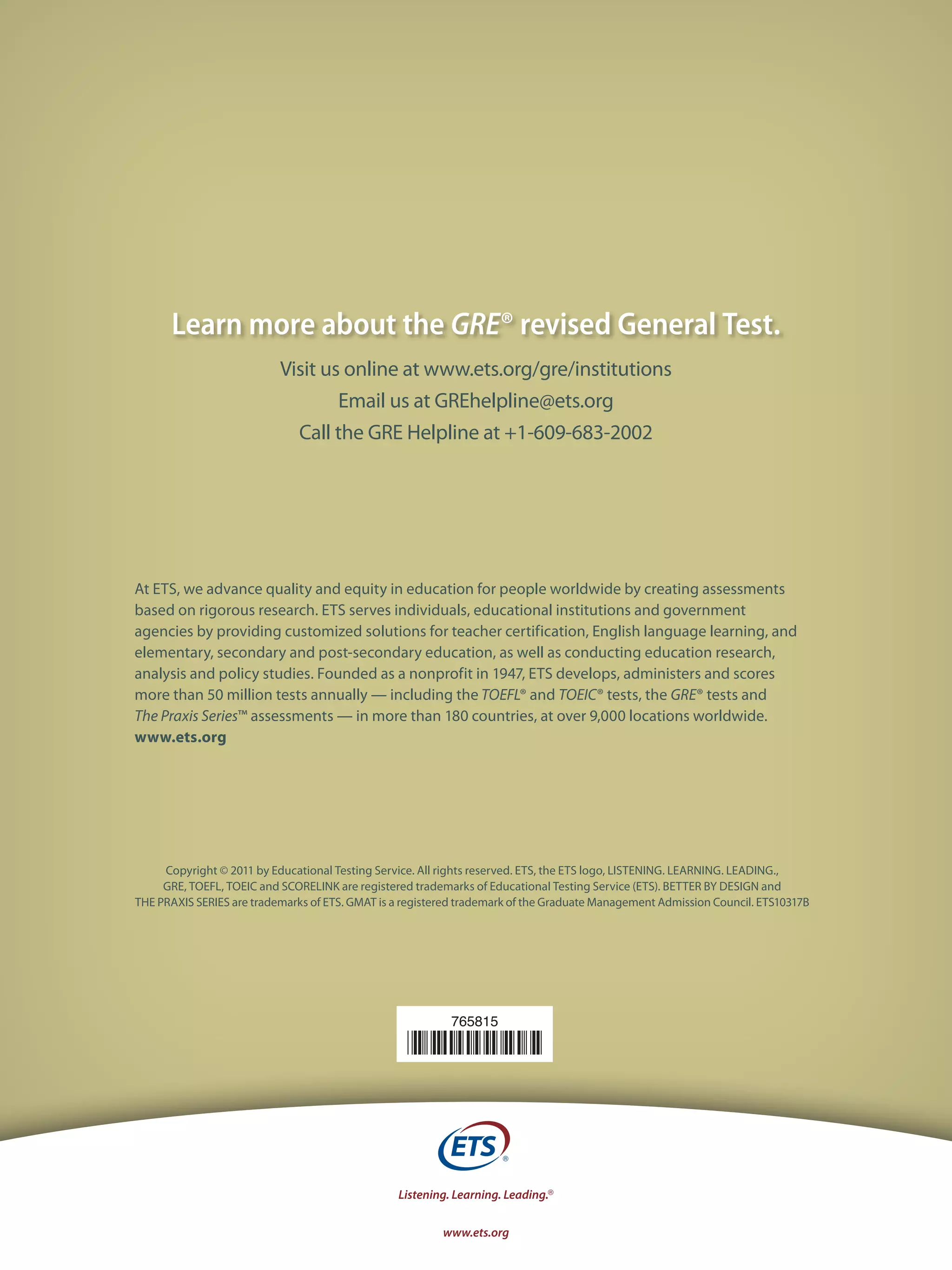 New Gre score scale brochure by ETS | PDF