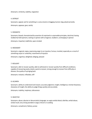Gre Test Prep Vocabulary | PDF