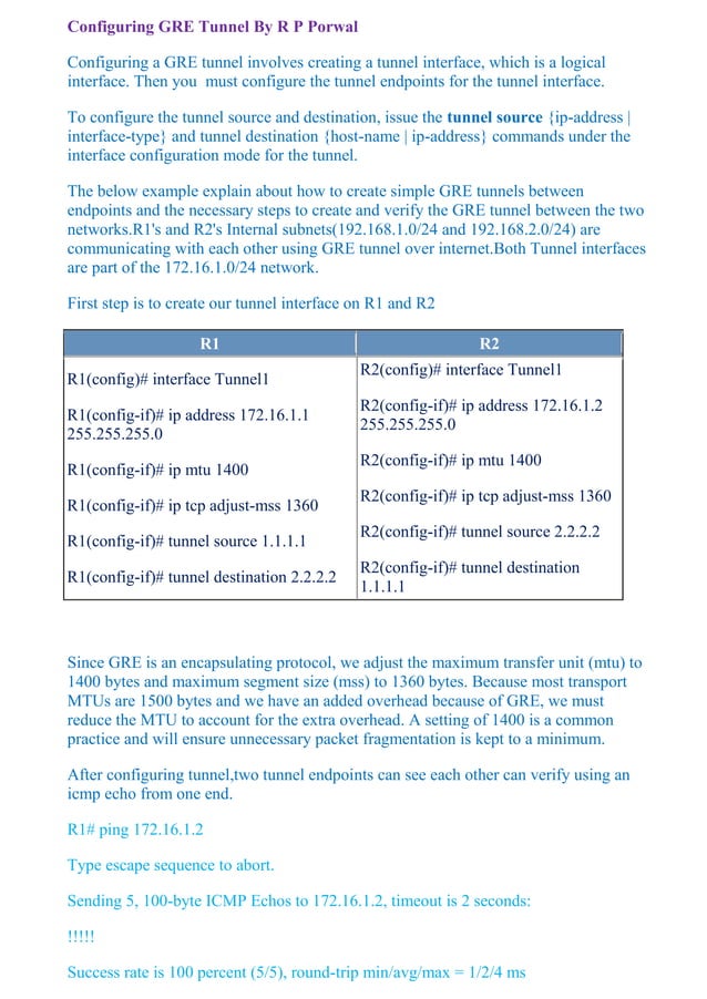 Gre tunnel pdf | PDF | Computer Networking | Computing