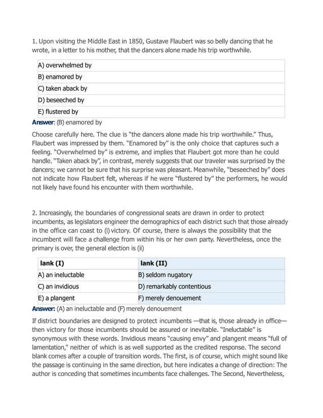 GRE Verbal Practice: Sample Questions and Answers | PPTX | Standardized ...