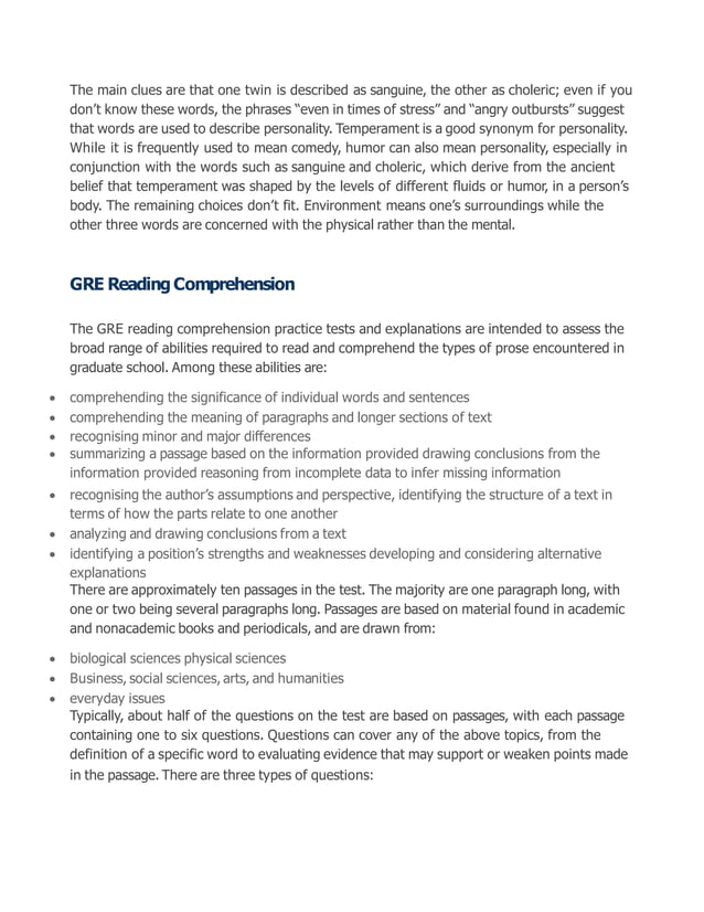 GRE Verbal Practice: Sample Questions and Answers | PPTX | Standardized ...