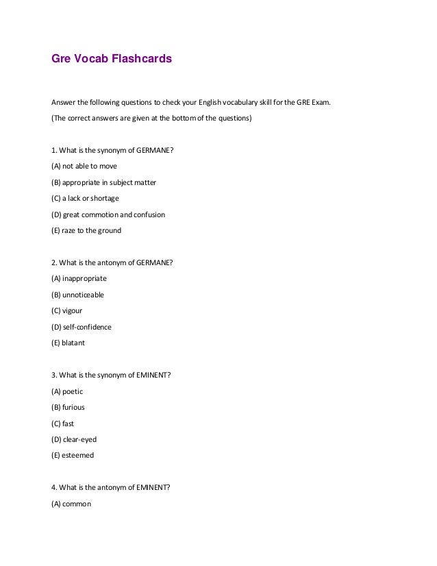 Gre Vocab Flashcards | PDF