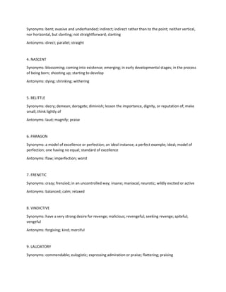 Gre Vocabulary Practice Questions | PDF