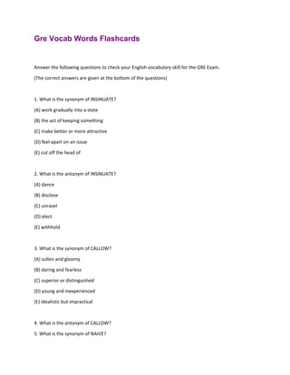 Gre Vocab Words Flashcards | PDF