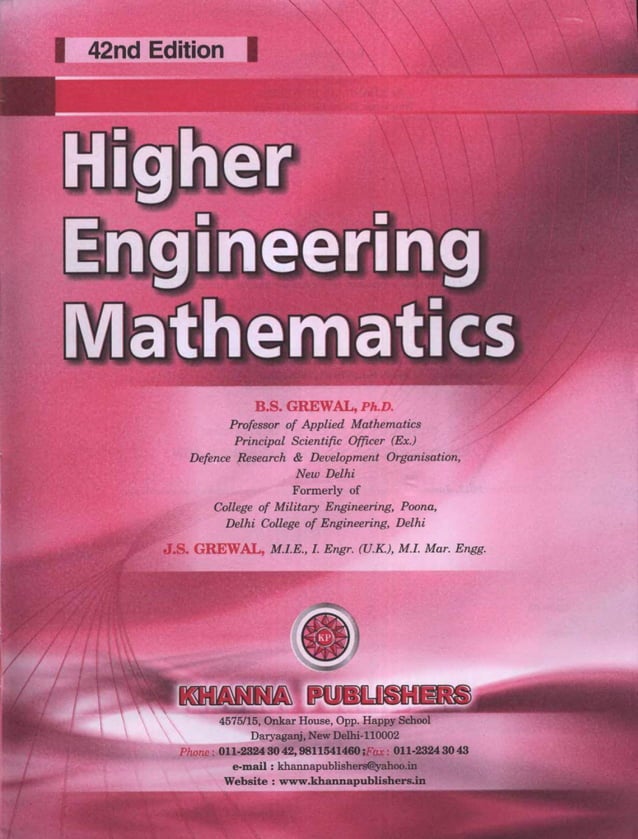 HIGHER ENGINEERING MATHEMATICS by B.S GREWAL | PDF