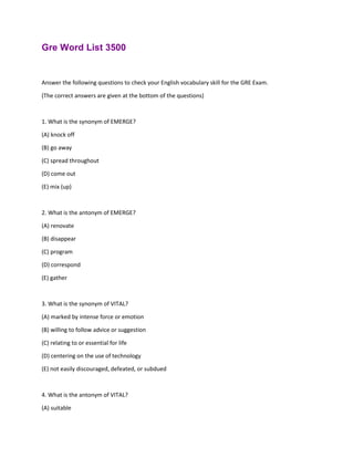 Gre Word List 3500 | PDF
