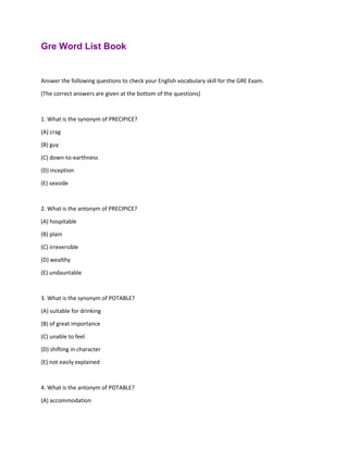 Gre Word List Book | PDF