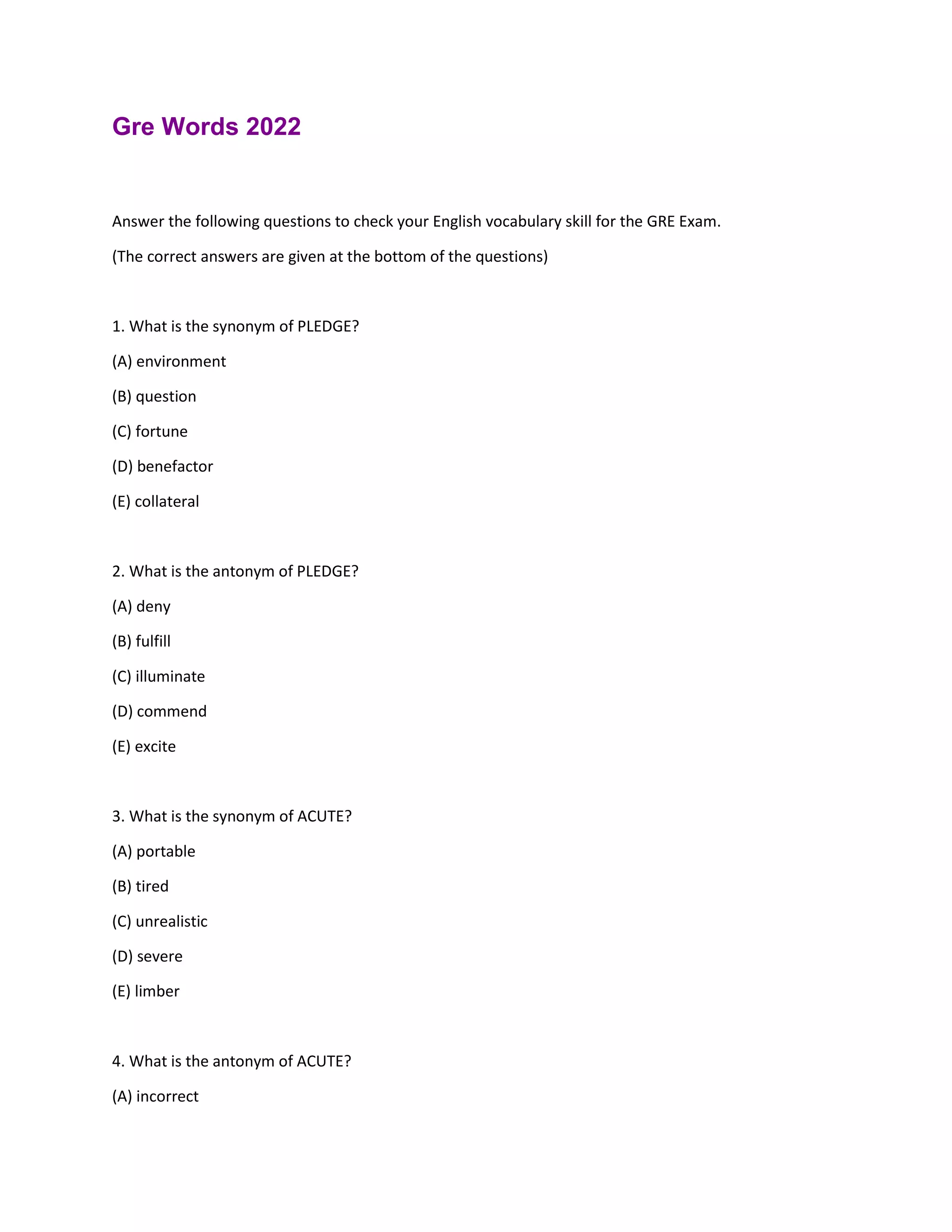 Gre Words 2022 | PDF | Resume Writing and Advice | Job Search