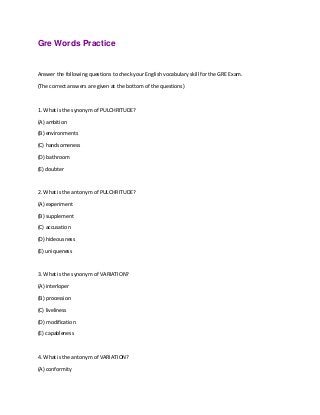 Gre Words Practice | PDF