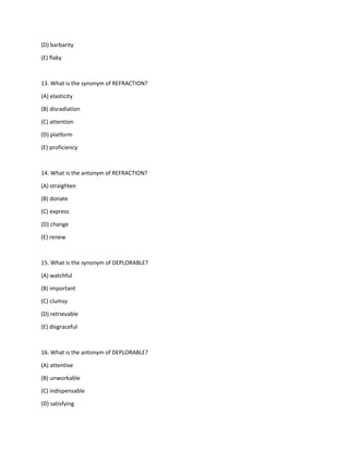 Sat Vocabulary Words Quizlet | PDF