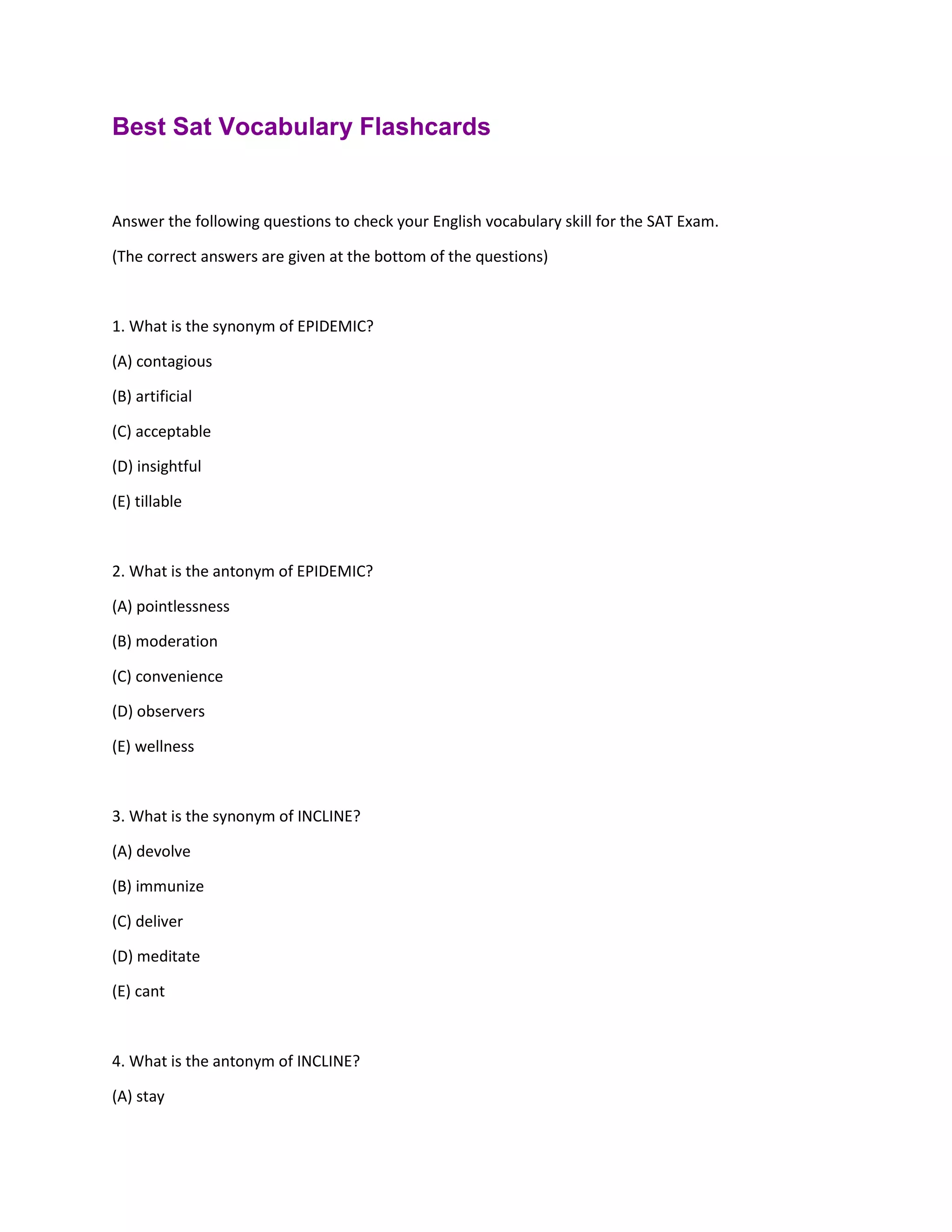 Best Sat Vocabulary Flashcards | PDF