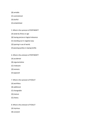 Sat Vocabulary Practice Quizlet | PDF