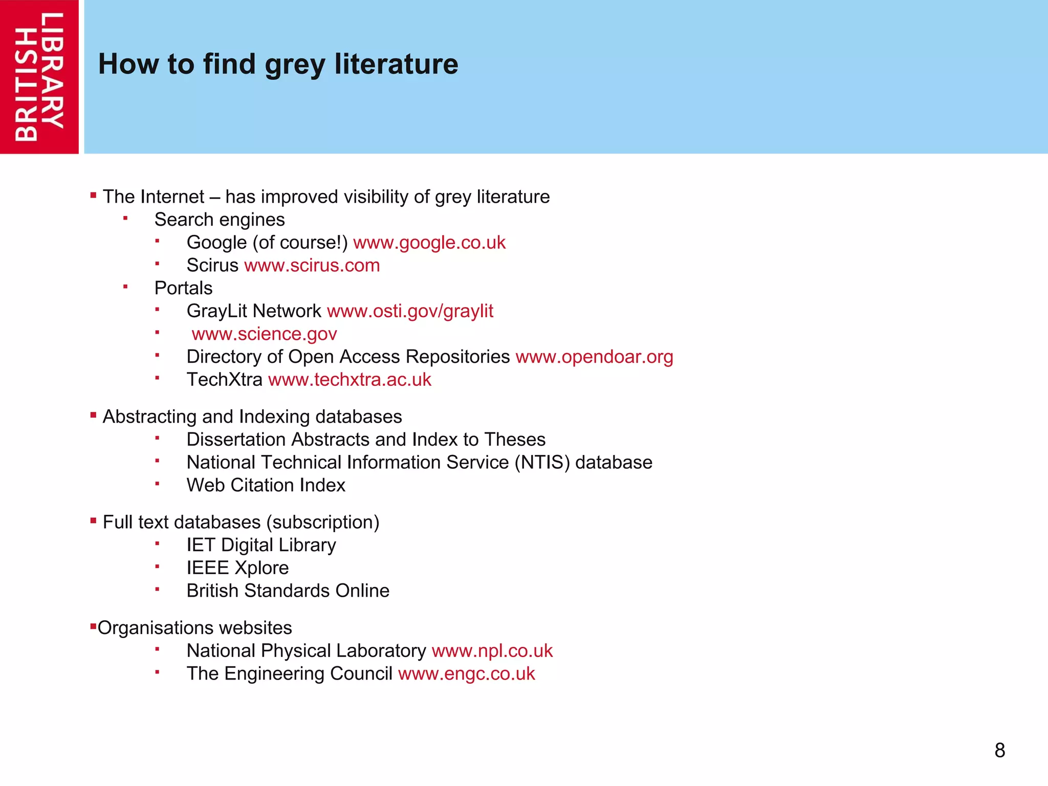 Grey literature - a hidden resource | PPT