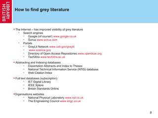 Grey literature - a hidden resource | PPT | Technology & Computing