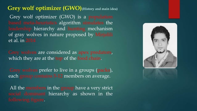 Grey Wolf Optimizer (GWO) (Swarm Intelligence) | PPTX