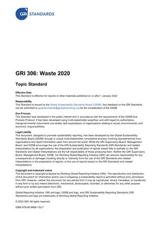 GRI Guidelines for Waste Management Reporting | PDF