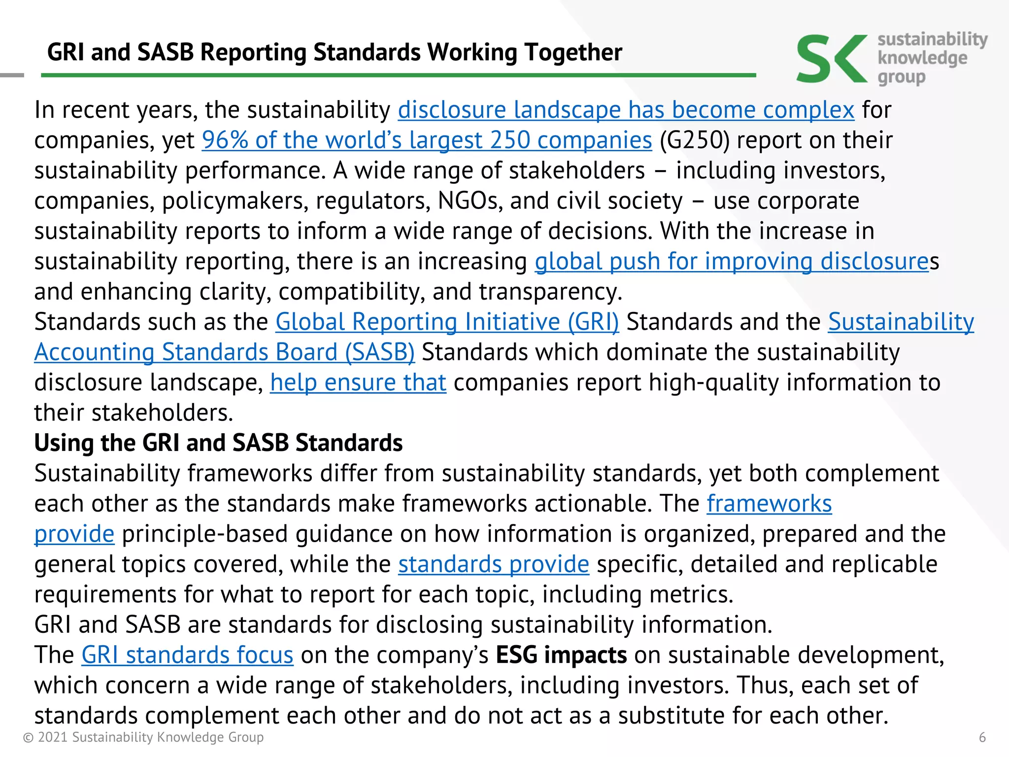GRI and SASB Reporting Standards: Working Together | PDF