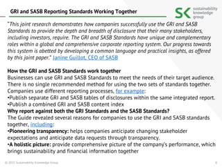 GRI and SASB Reporting Standards: Working Together | PDF